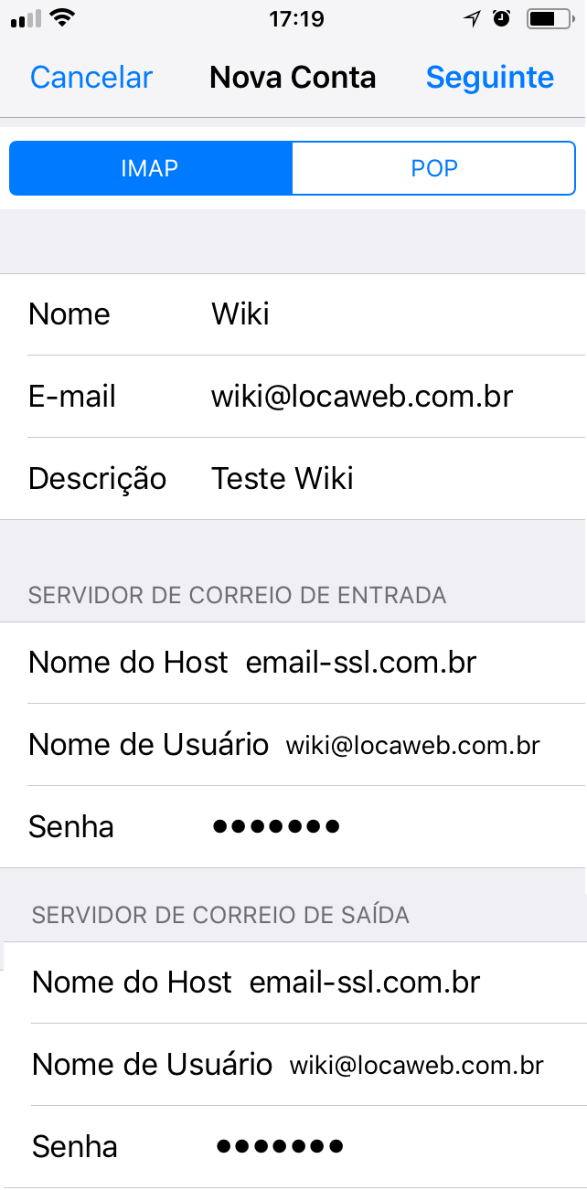 Como configurar o e-mail no iOS - Email Locaweb
