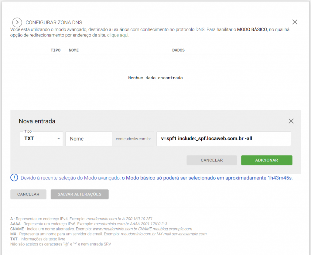 Como configurar o apontamento SPF da Locaweb no Registro.br - Email Locaweb - Ajuda Locaweb ...