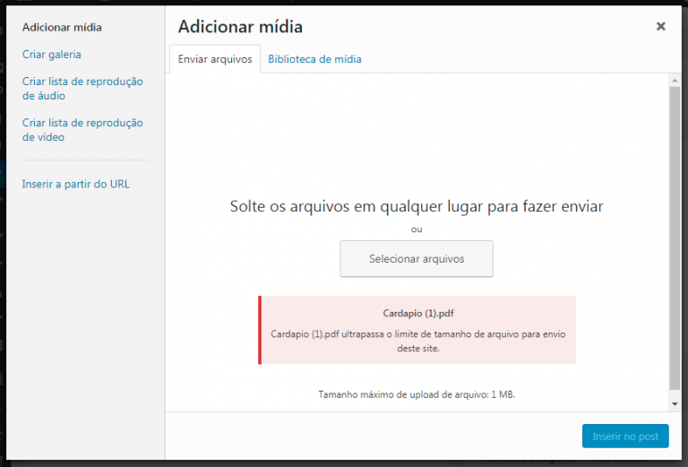 Como alterar o limite do tamanho de upload do WordPress - Revenda Locaweb
