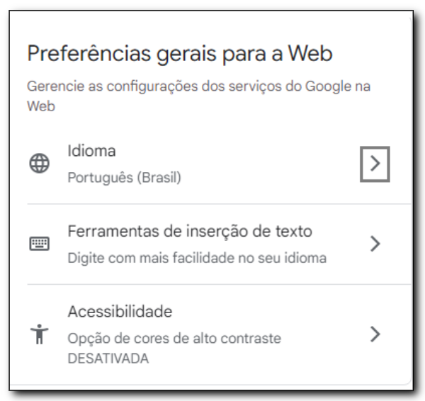 Como alterar o idioma no Gmail - Google Workspace