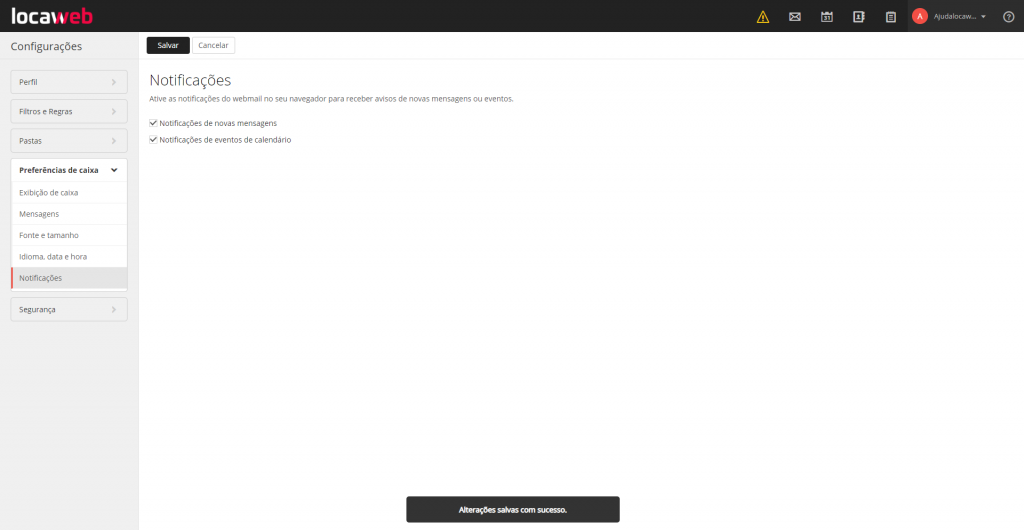 Como ativar as notificações do Webmail - E-mail Go / E-mail Locaweb ...